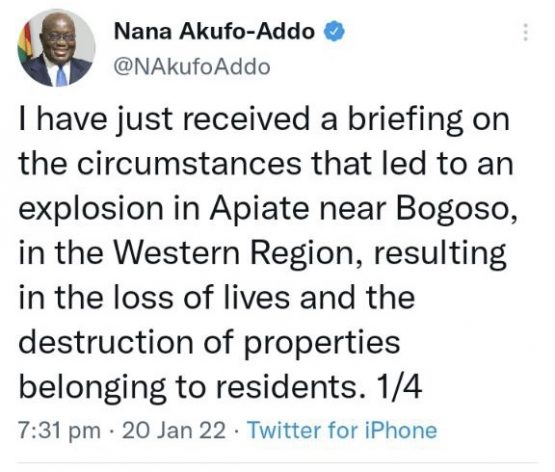 Bogoso-Apiatse Explosion: President Akufo-Addo commiserates with ...